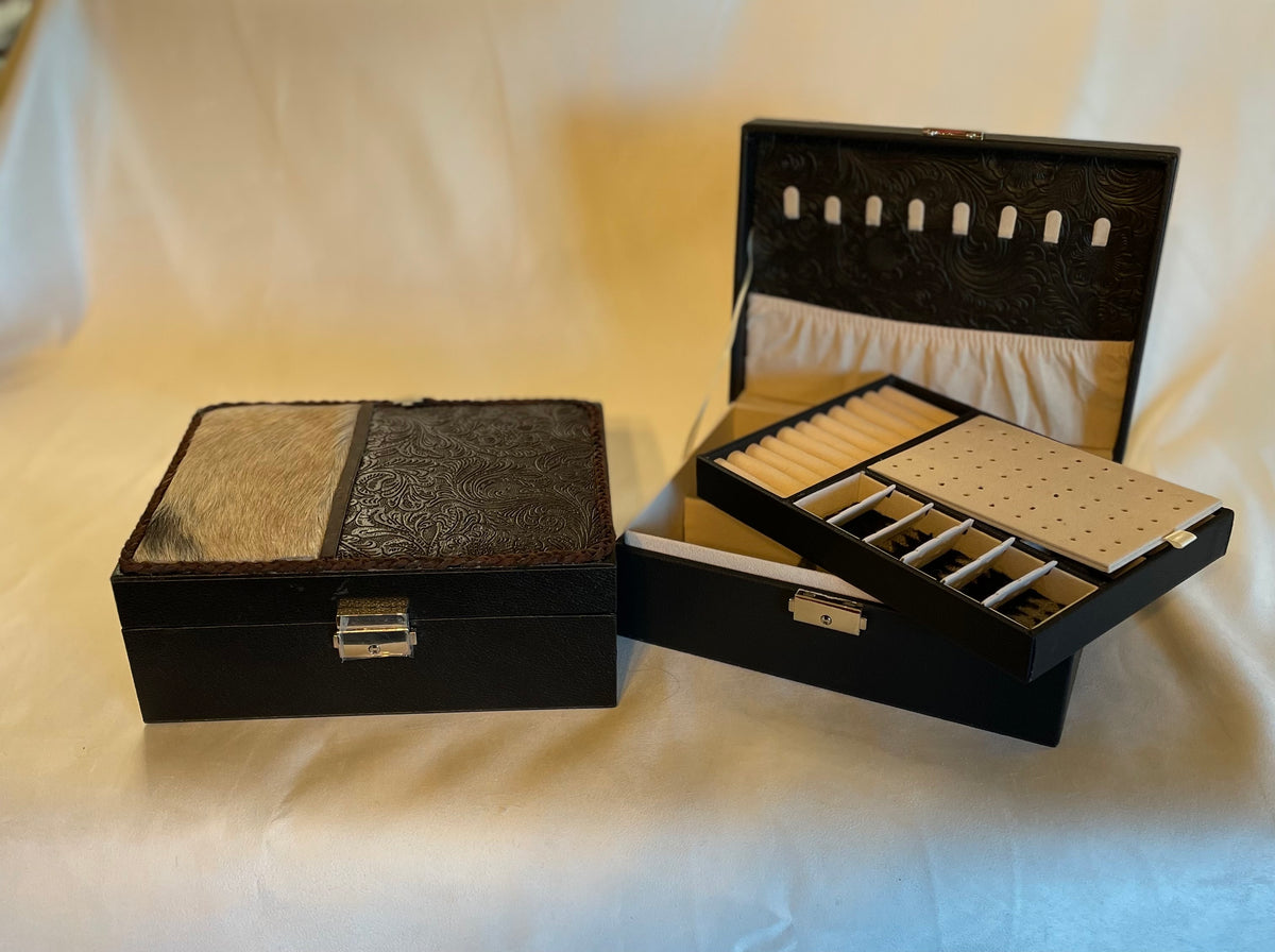 Jewelry Boxes with cowhide and fabric accents – Ruby and Fes Customs